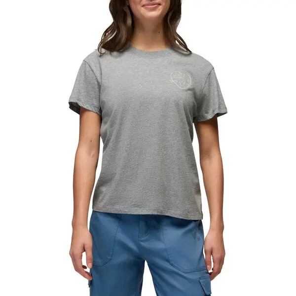 Prana Everyday Organic Cotton T-shirt With Heart Graphic - Medium Heather Grey