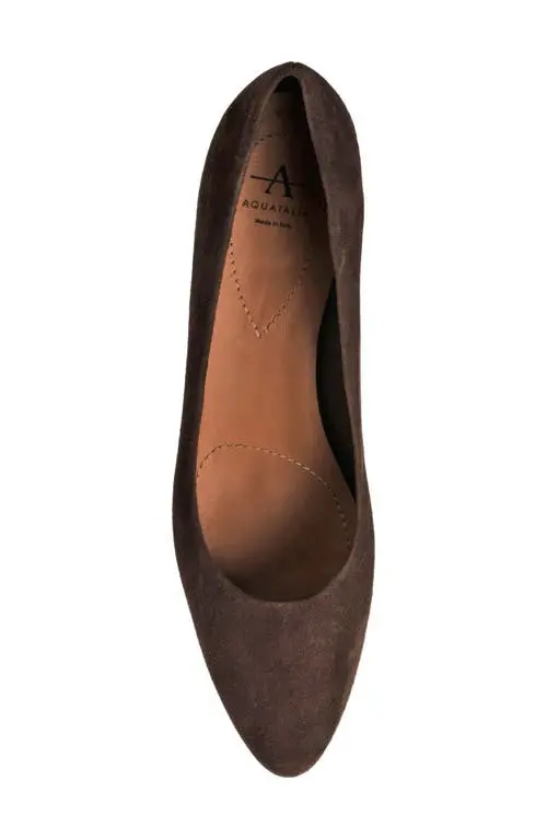Aquatalia Tia Block Heel Pumps - Espresso Suede