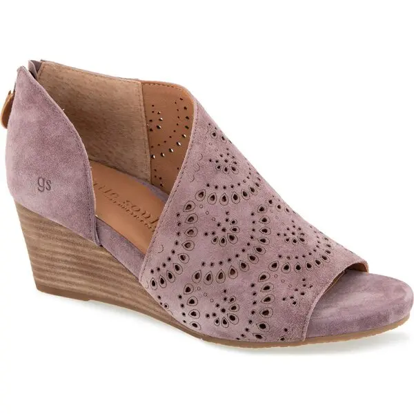 Gentle Souls Talerie Perforated Wedge Sandal - Mauve Suede