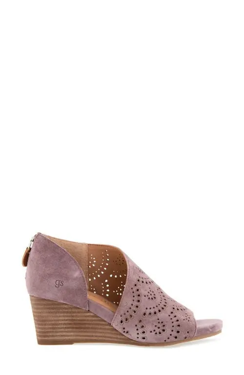 Gentle Souls Talerie Perforated Wedge Sandal - Mauve Suede