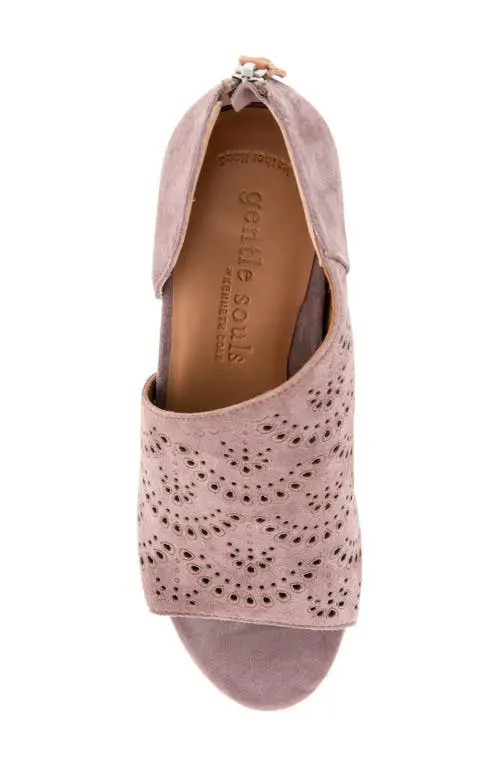Gentle Souls Talerie Perforated Wedge Sandal - Mauve Suede