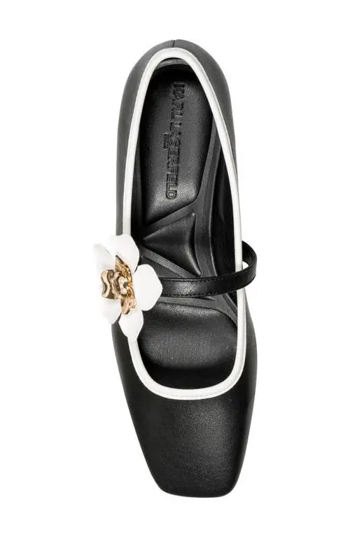 Karl Lagerfeld Paris Sidra Mary Jane Flat With Floral Applique