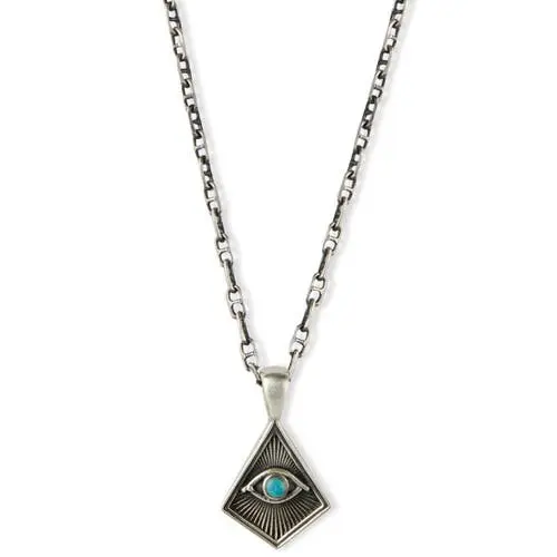 TORRELA Evil Eye Pendant Necklace In Sterling Silver - Turquoise
