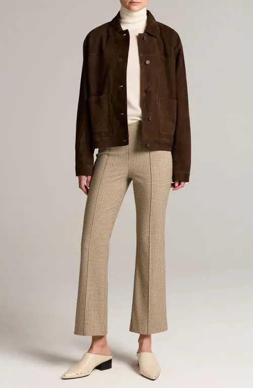 Vince Mid Rise Crop Flare Plaid Pants