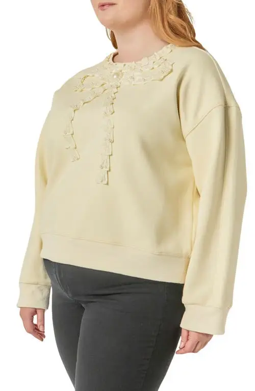 English Factory Beaded Ribbon Trim Sweatshirt