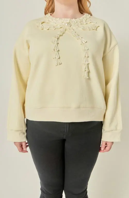 English Factory Beaded Ribbon Trim Sweatshirt