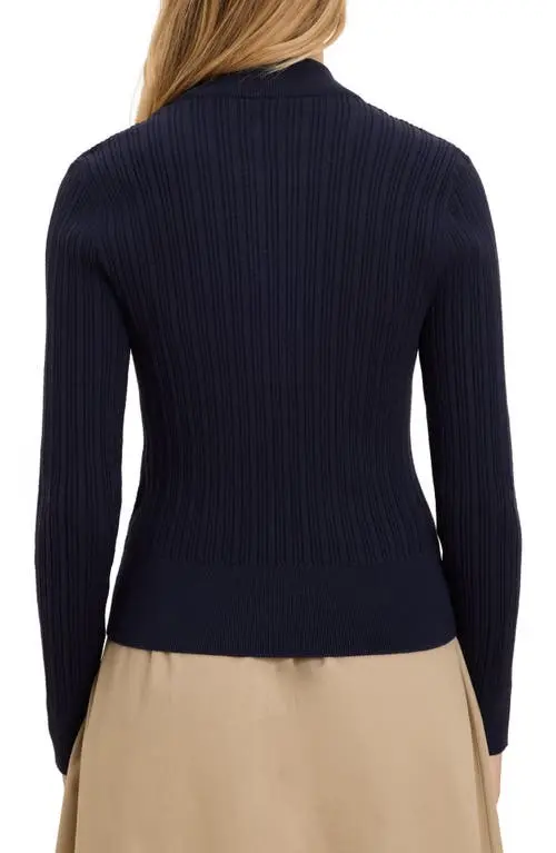 NZ BY NIC AND ZOE Rib Quarter Zip Pullover Sweater - Dark Indigo