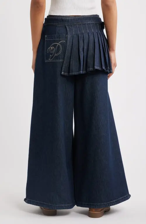 DAMSON MADDER Pleated High Waist Wide Leg Jeans - Indigo