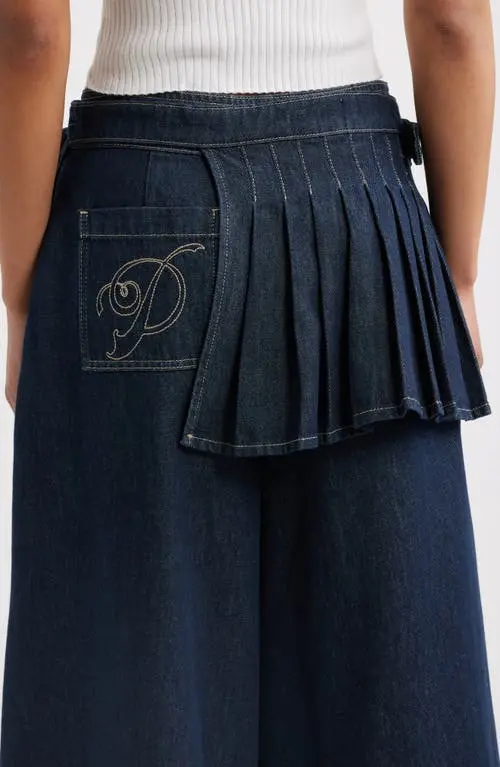 DAMSON MADDER Pleated High Waist Wide Leg Jeans - Indigo
