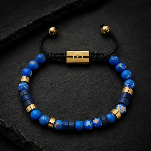 TORRELA Beaded Bracelet With Natural Stones And Stainless Steel Accents