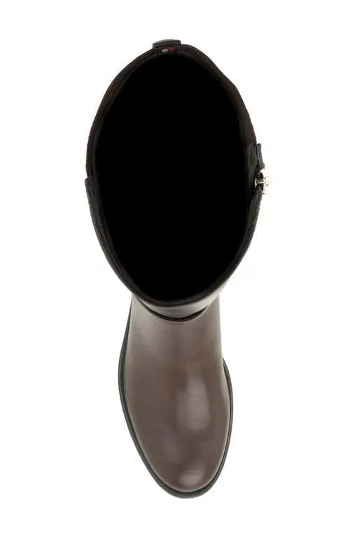 Tommy Hilfiger Illuna Knee High Boot With Monogram Buckle - Dark Brown