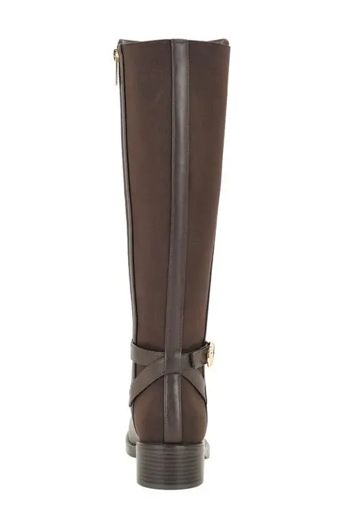 Tommy Hilfiger Illuna Knee High Boot With Monogram Buckle - Dark Brown