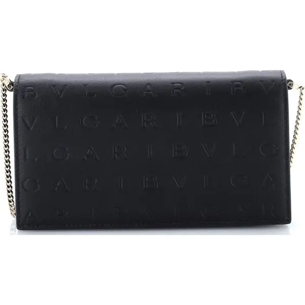 BVLGARI Logo Infinitum Chain Wallet Embossed Leather
