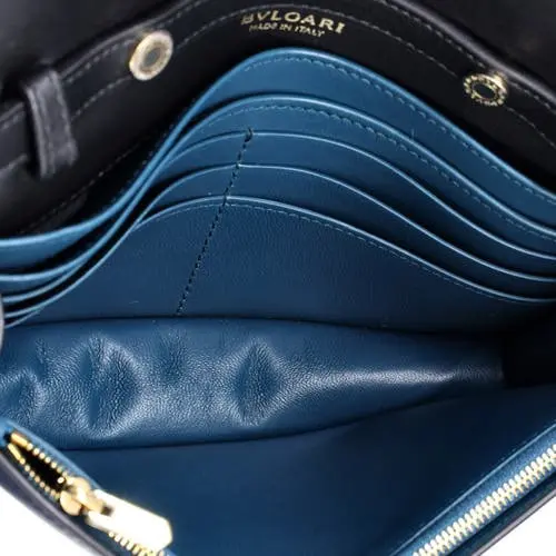 BVLGARI Logo Infinitum Chain Wallet Embossed Leather