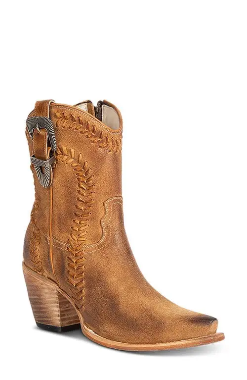 FREEBIRD Freya Leather Western Bootie - Cognac Suede