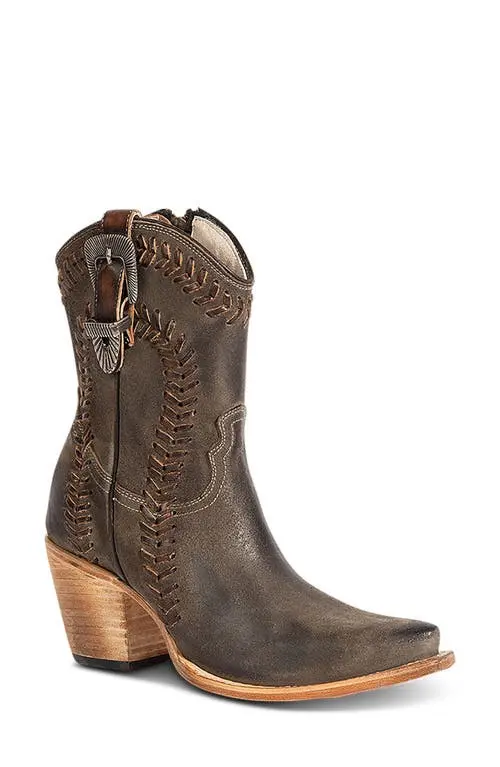 FREEBIRD Freya Leather Western Bootie - Grey Suede