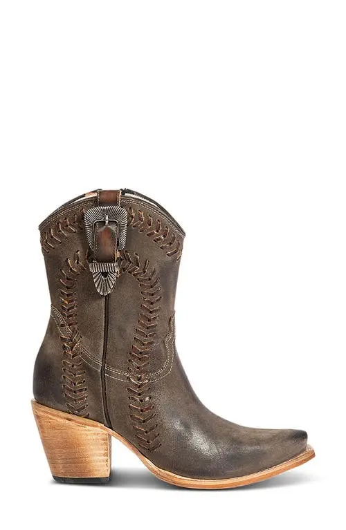 FREEBIRD Freya Leather Western Bootie - Grey Suede