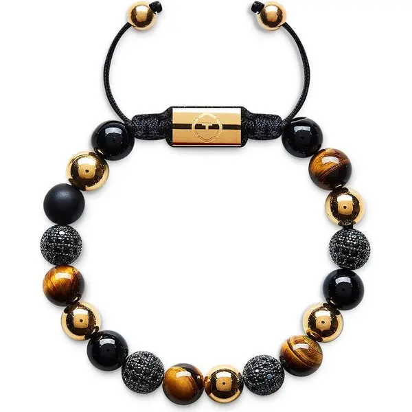 TORRELA Tiger Eye And Zirconia Beaded Bracelet - Onyx