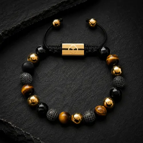 TORRELA Tiger Eye And Zirconia Beaded Bracelet