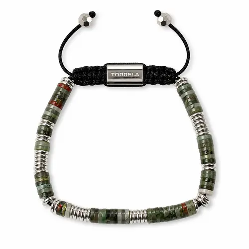 TORRELA Adjustable Stone Bead Bracelet With Stainless Steel Accents
