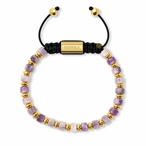 TORRELA Heishi Beaded Bracelet With Natural Stones And Stainless Steel Accents