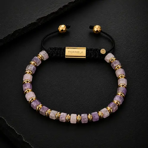 TORRELA Heishi Beaded Bracelet With Natural Stones And Stainless Steel Accents