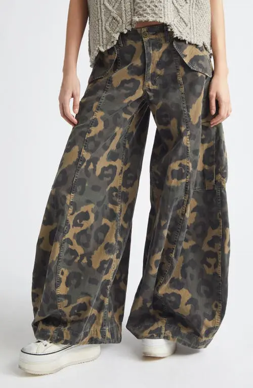 R13 Siouxsie Leopard Print Cargo Pants - Multi Brown Leopard