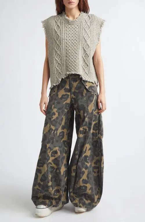 R13 Siouxsie Leopard Print Cargo Pants - Multi Brown Leopard