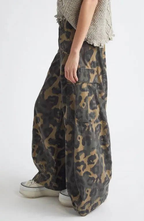 R13 Siouxsie Leopard Print Cargo Pants - Multi Brown Leopard