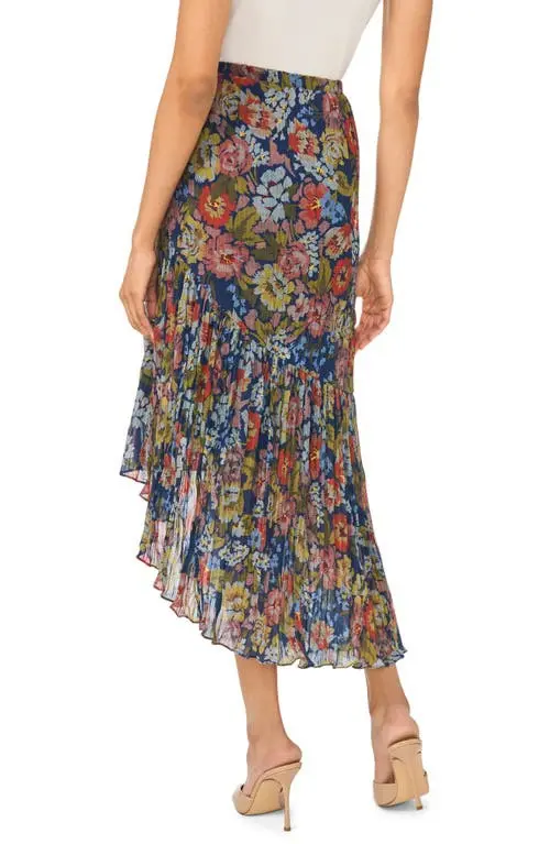 Vince Camuto Floral Asymmetric Ruffle Skirt
