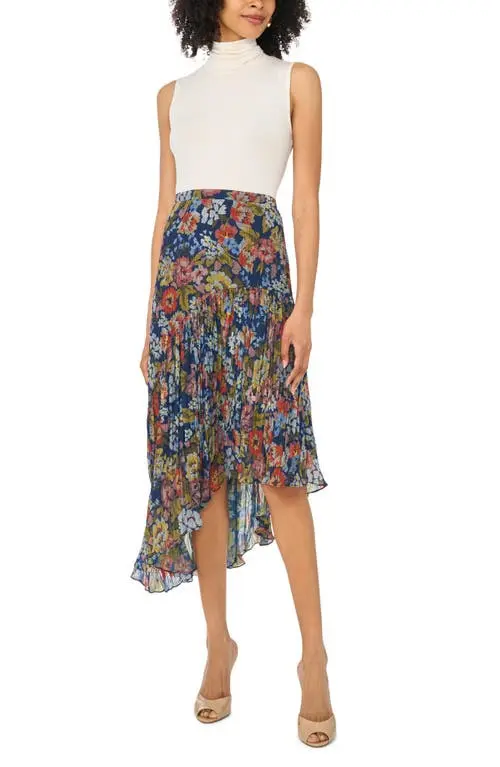 Vince Camuto Floral Asymmetric Ruffle Skirt