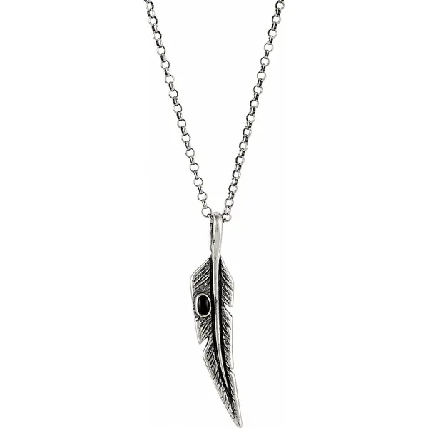 TORRELA Sterling Silver Feather Pendant Necklace With Accent