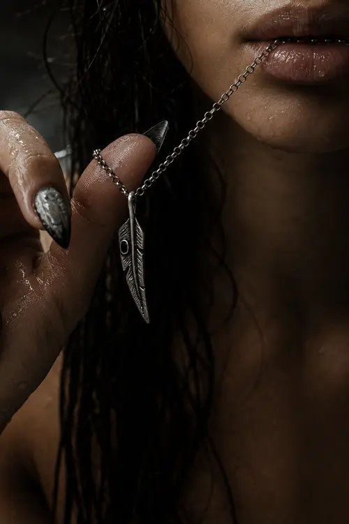 TORRELA Sterling Silver Feather Pendant Necklace With Accent