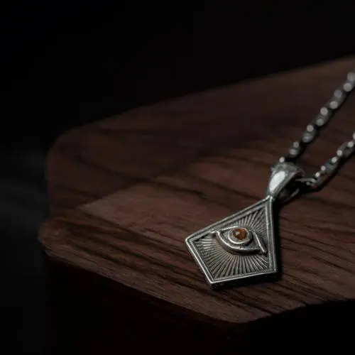 TORRELA Sterling Silver Evil Eye Pendant Necklace With Tiger Eye Accent