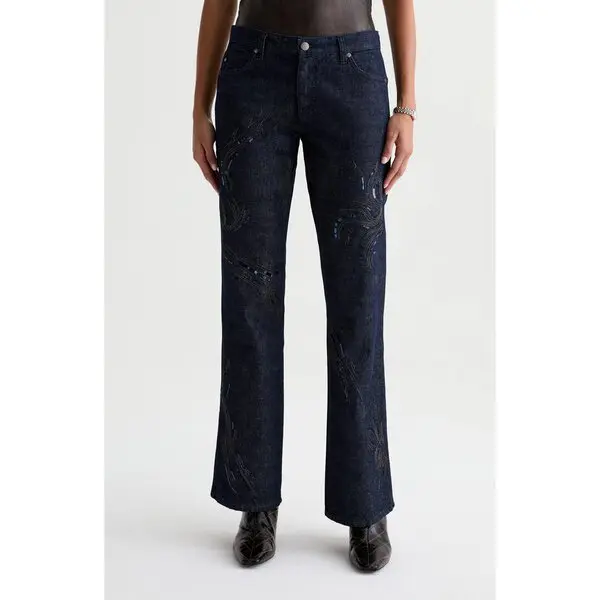 Ag Angel Embroidered Low Rise Bootcut Jeans