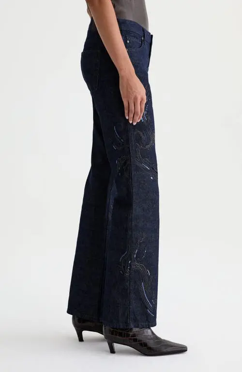 Ag Angel Embroidered Low Rise Bootcut Jeans