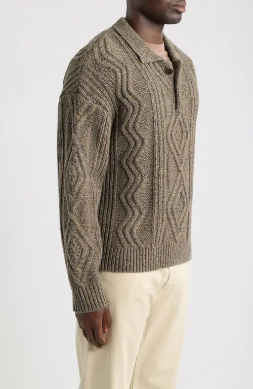 FRAME Cable Knit Polo Sweater