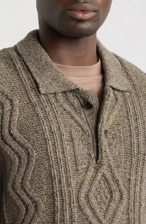 FRAME Cable Knit Polo Sweater