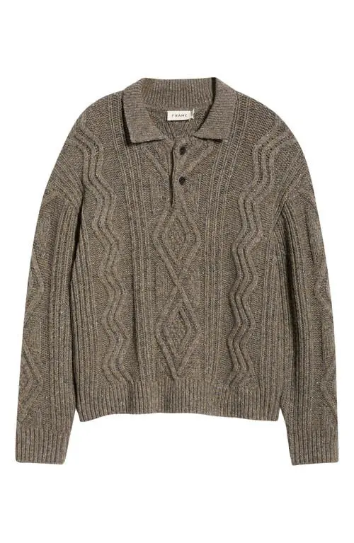 FRAME Cable Knit Polo Sweater
