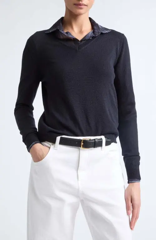Eleventy Wool Blend V-neck Sweater - 11 Blue