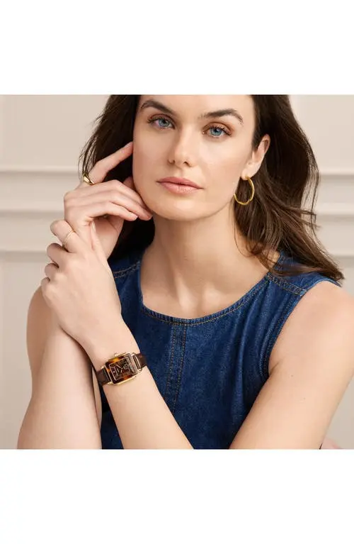 Michele Deco Sport Mid Leather Strap Watch
