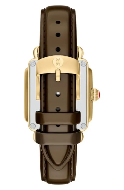 Michele Deco Sport Mid Leather Strap Watch