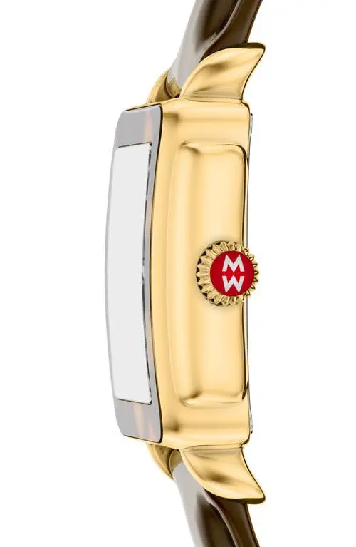Michele Deco Sport Mid Leather Strap Watch
