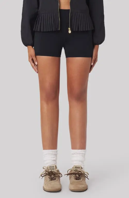 WILLIAMS ATHLETIC CLUB Heather High Waist Pocket Bike Shorts - Black