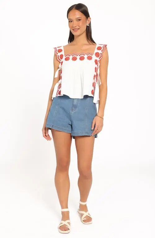 PETAL & PUP Embroidered Cotton Tie Top