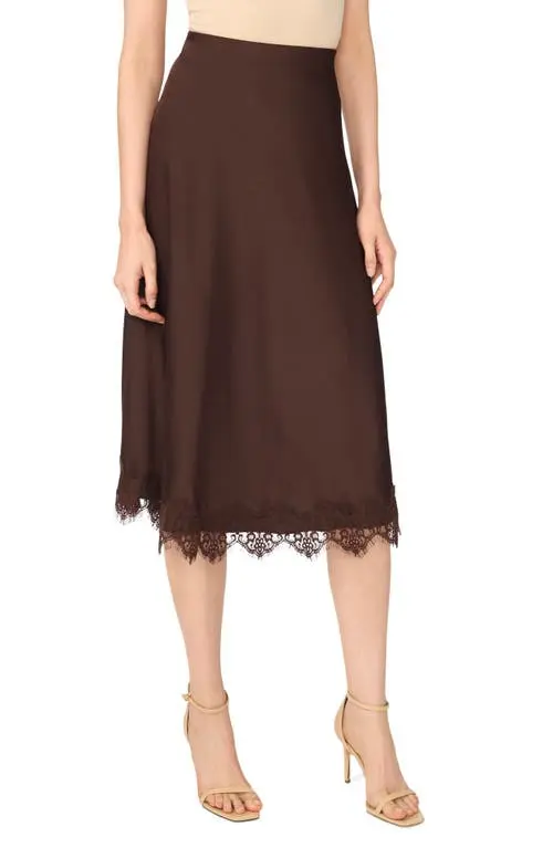 CECE DUPRAZ Lace Trim Satin Skirt