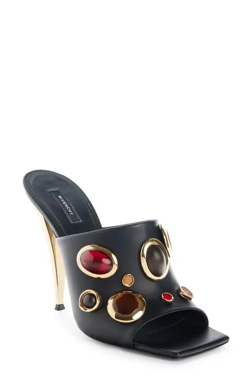 Givenchy Jeweled Square Toe Leather Sandal
