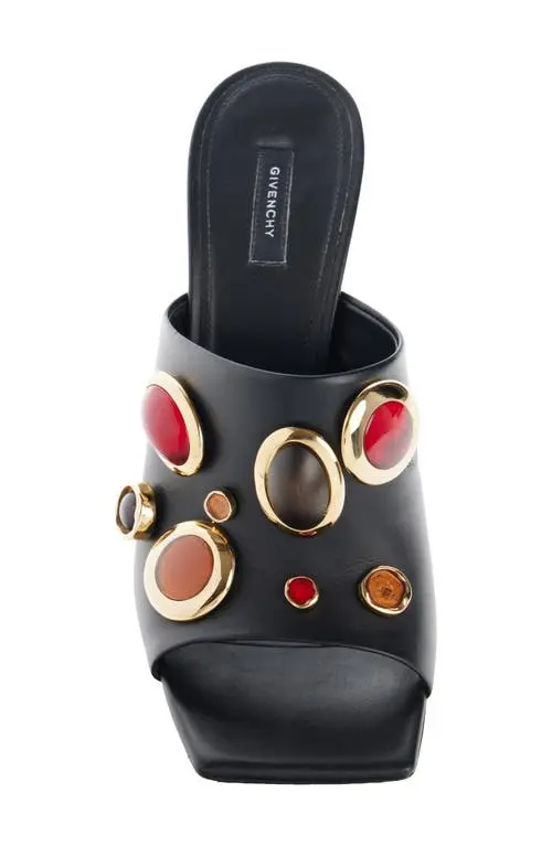 Givenchy Jeweled Square Toe Leather Sandal