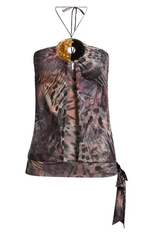 JADED LONDON Plunge Cutout Halter Top With Ring Detail