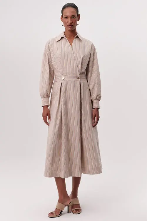 EXQUISE Kaitlynn Striped Midi Dress